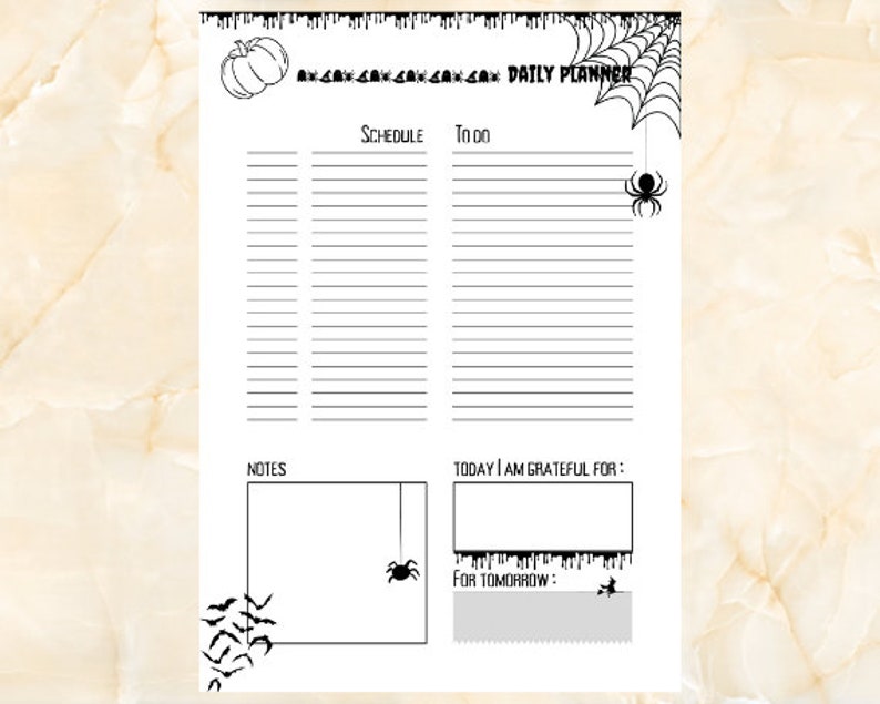 Halloween Daily Planner Digital Download, Printable Daily Planner, - Etsy