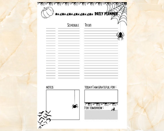 Halloween Daily Planner Digital Download, Printable Daily Planner, - Etsy