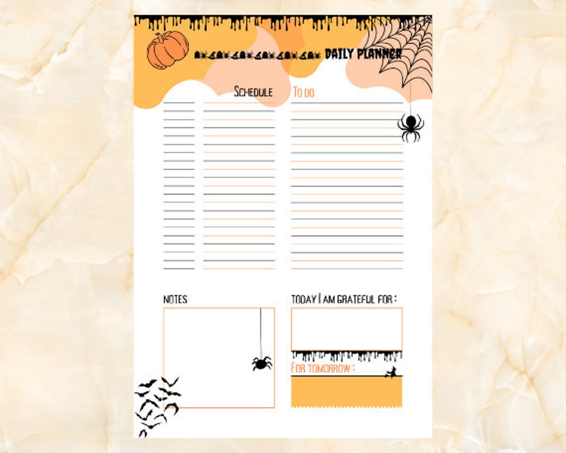 Halloween Daily Planner Digital Download, Printable Daily Planner, - Etsy