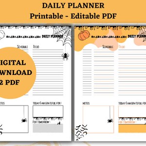 Halloween Daily Planner Digital Download, Printable Daily Planner, - Etsy