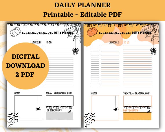 Halloween Daily Planner Digital Download, Printable Daily Planner, - Etsy
