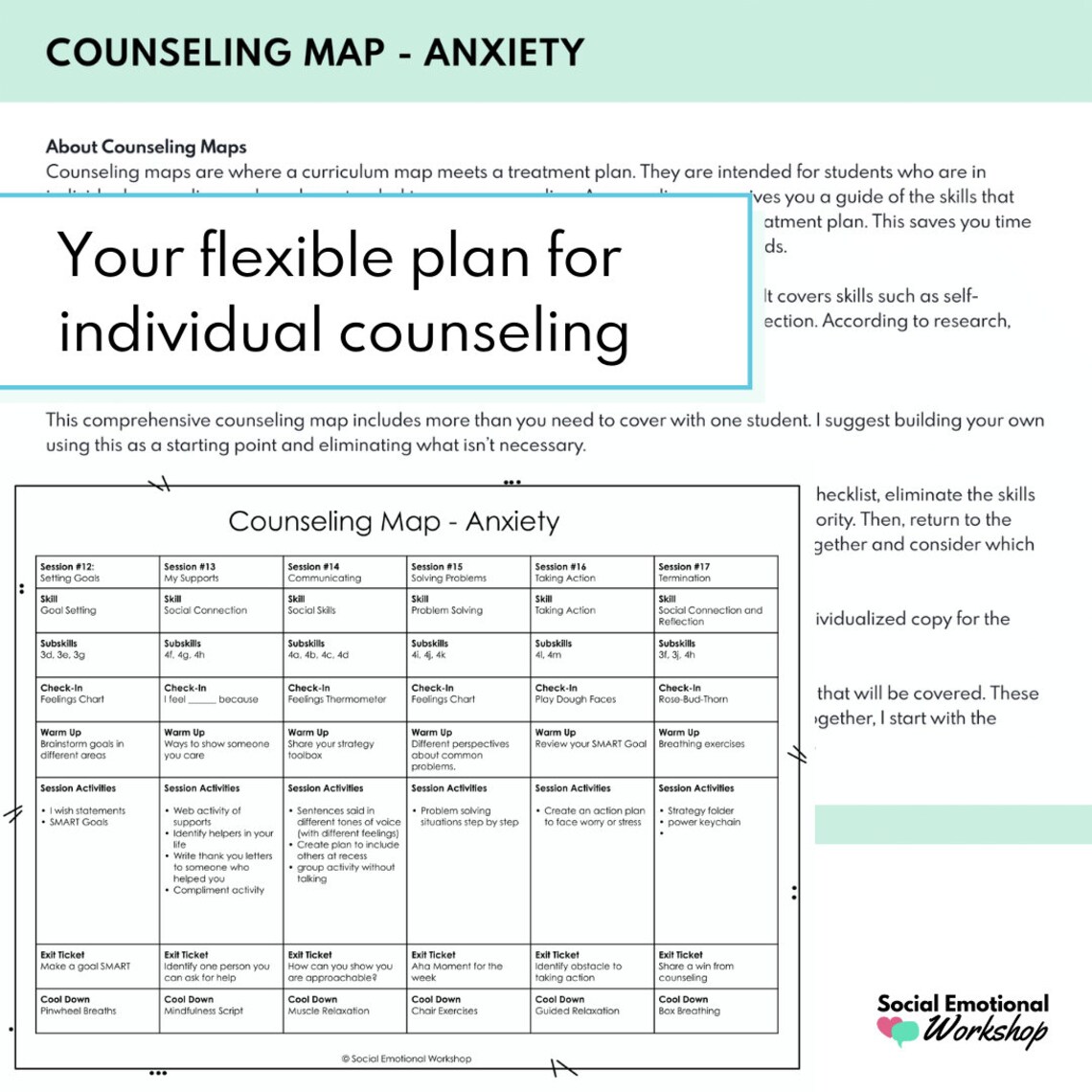 Anxiety School Counseling Map and Skills Checklists - Individual ...