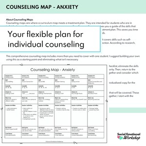 Anxiety School Counseling Map and Skills Checklists - Individual ...
