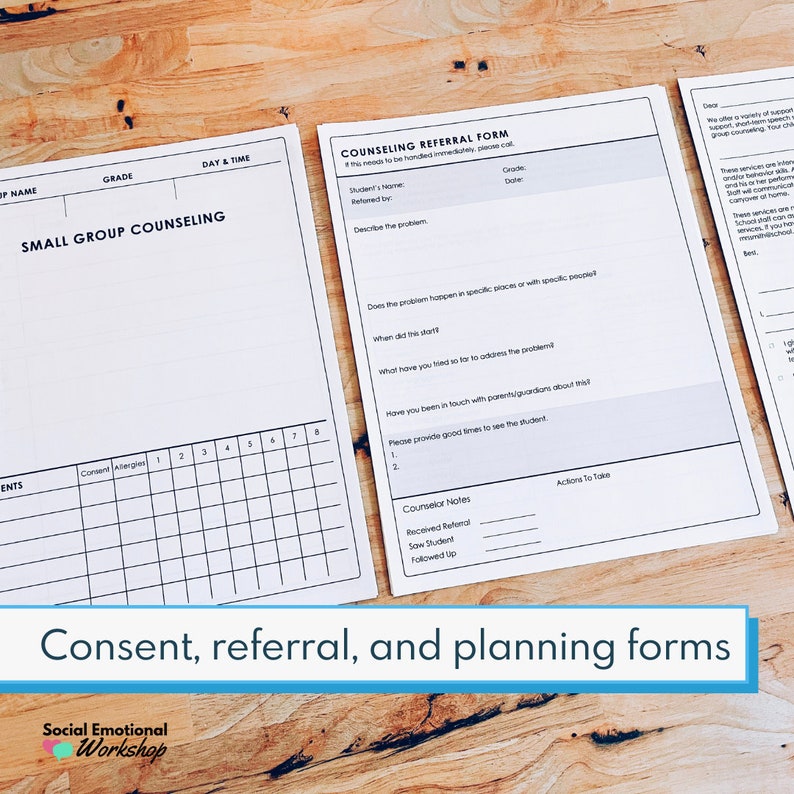 Counselor Forms: Group Counseling Plan, Permission Slips, Referral - Etsy