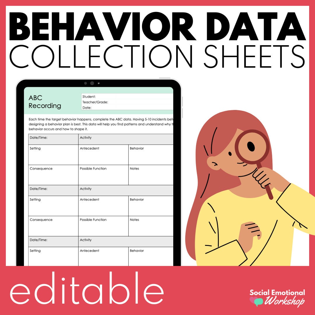 Editable Behavior Data Collection Sheets & Student Documentation Forms ...