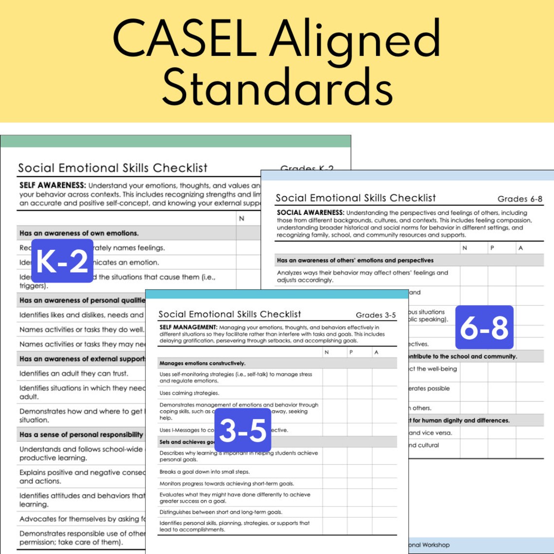 Social Emotional Learning Skills Checklists and SEL Standards CASEL ...