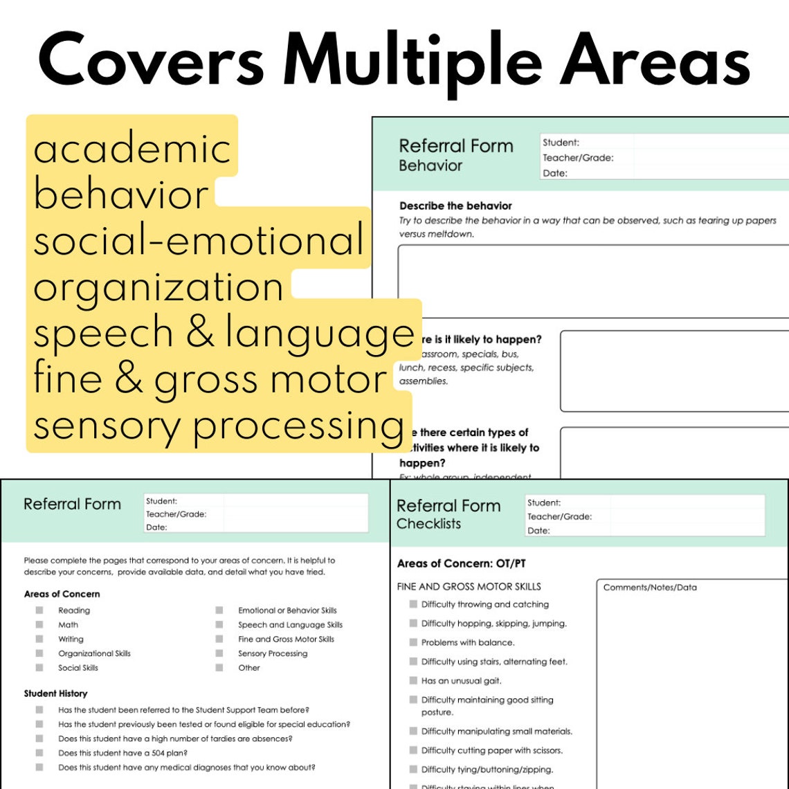 Editable Referral Forms and Check-ins for RTI MTSS and Intervention ...