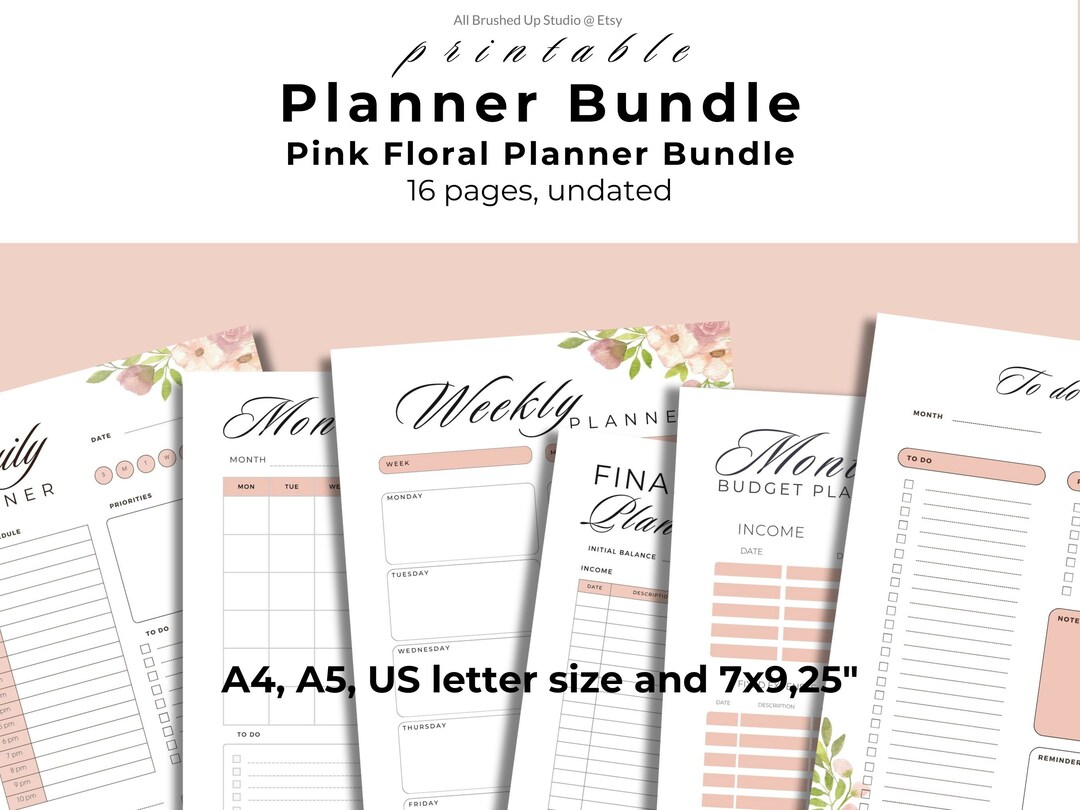 Floral Planner, Printable, Daily Planner, Weekly Planner, Monthly ...