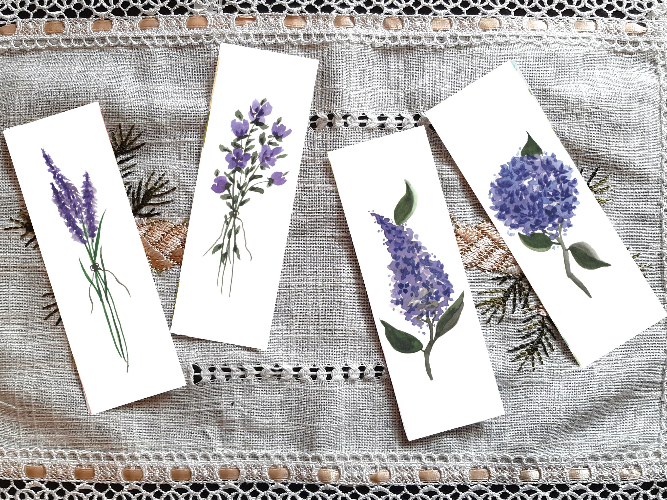 Set of Violet Flowers Watercolor Bookmarks Printable, Instant Download ...
