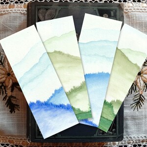 Set of 4 Landscape Watercolor Bookmark Printable, Mountain Landscape ...