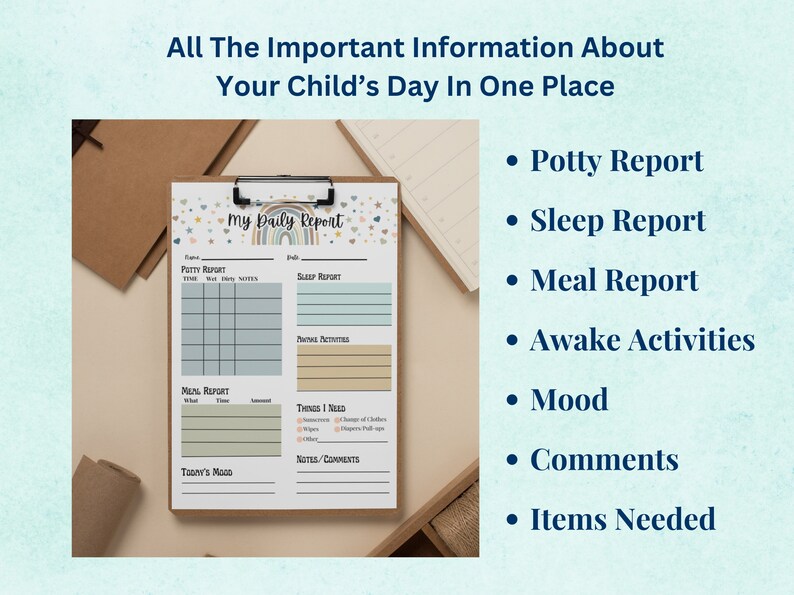 Caregiver Daily Log Infant Daily Report Caregiver Checklist Toddler ...