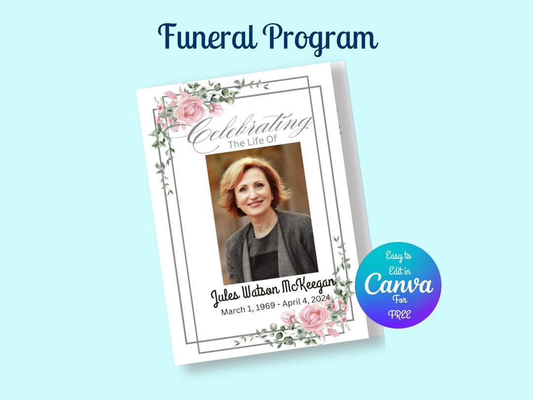 Celebration of Life Program Template Funeral Program Template Canva ...