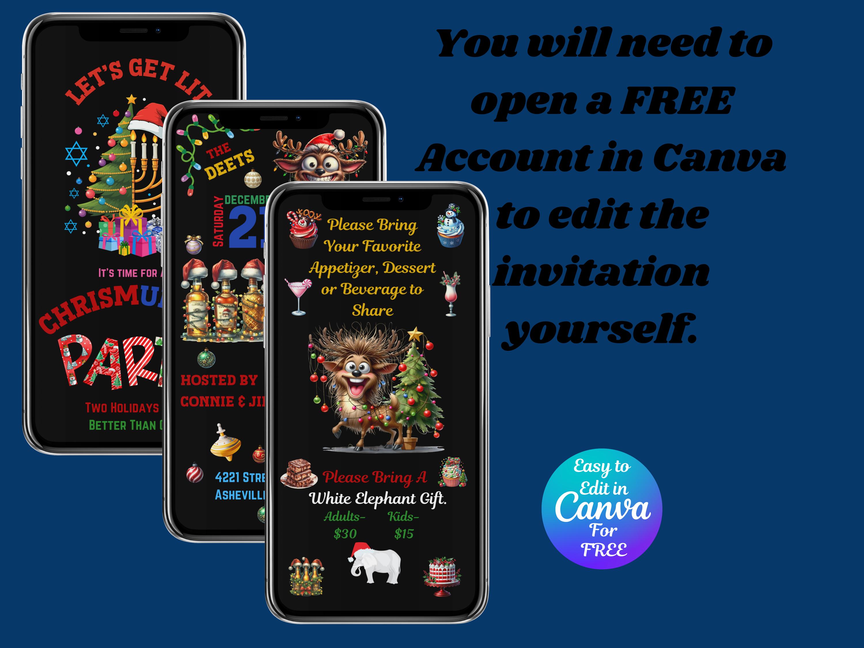 Digital Holiday Invitation Chrismukkah Party Invite Interfaith Holiday ...