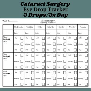 Cataract Eye Drop Schedule for Cataract Surgery Medication Tracker Eye ...