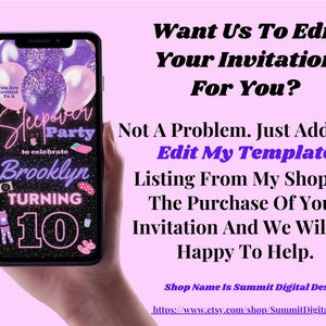 Digital Sleepover Invitation Animated Pajama Party Invite Editable ...