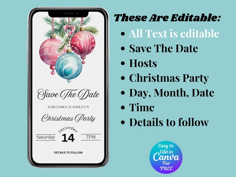 Digital Save the Date Christmas Party Invitation Animated Save the Date ...
