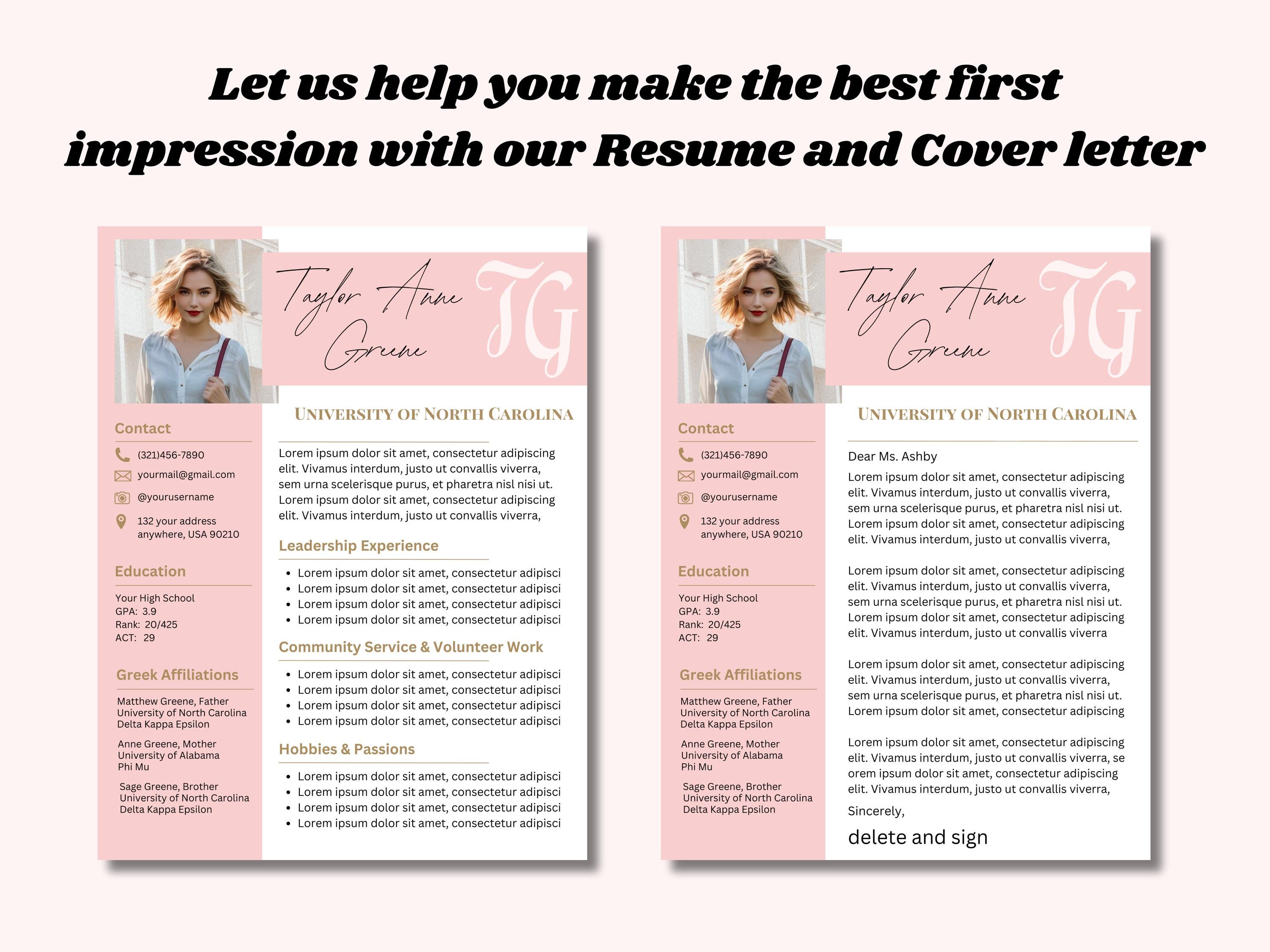 Sorority Resume Template With Photo Rush Resume Template Sorority ...