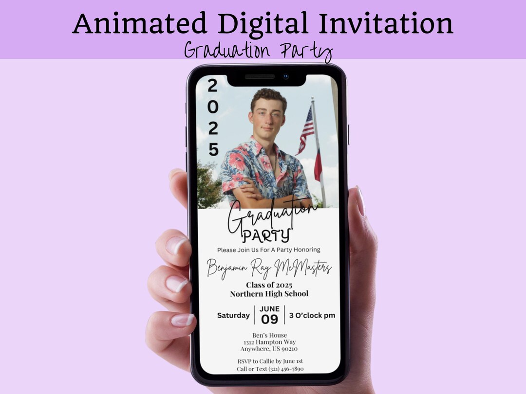 2025 Graduation Party Invitation Template Animated Grad Announcement ...