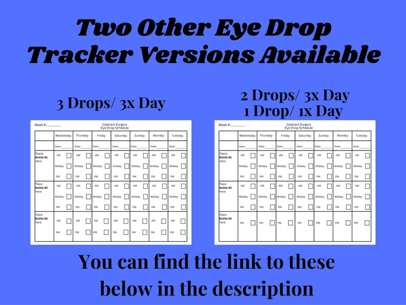 Eyedrop Cataract Surgery Eye Drop Tracker Eye Drop Schedule for ...