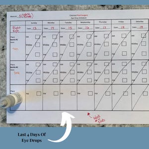 Cataract Eye Drop Schedule for Cataract Surgery Medication Tracker Eye ...