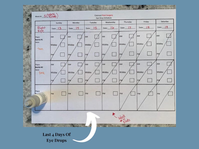 Cataract Eye Drop Schedule for Cataract Surgery Medication Tracker Eye ...
