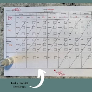 Cataract Eye Drop Schedule for Cataract Surgery Medication Tracker Eye ...