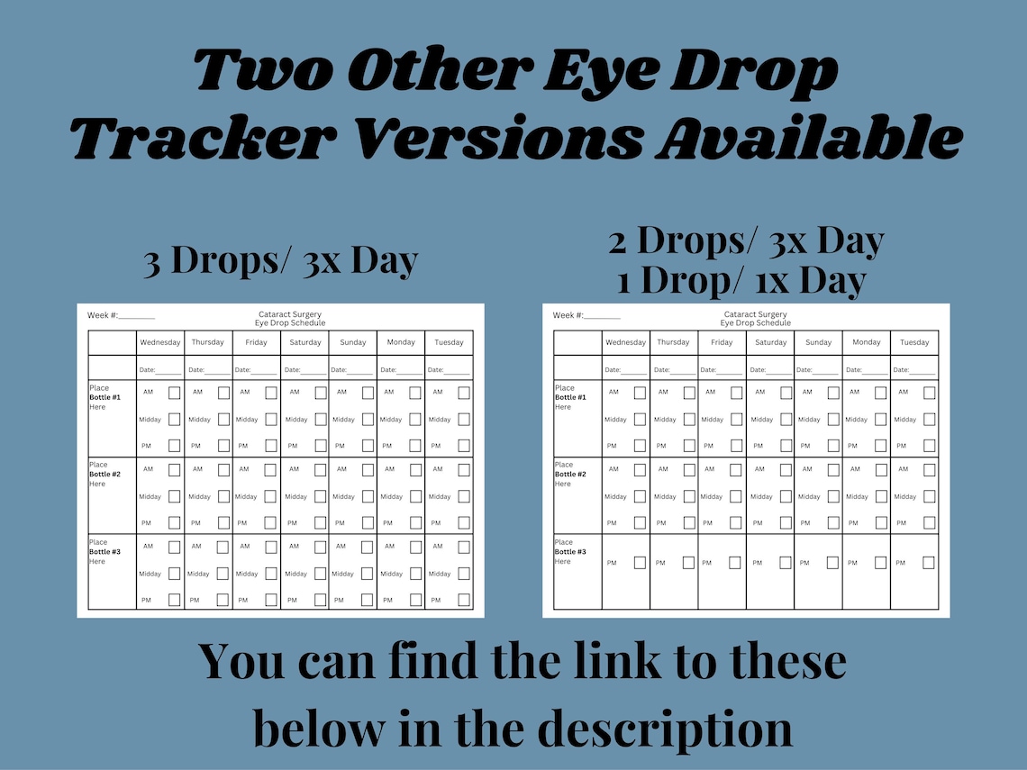 Cataract Eye Drop Schedule for Cataract Surgery Medication Tracker Eye ...