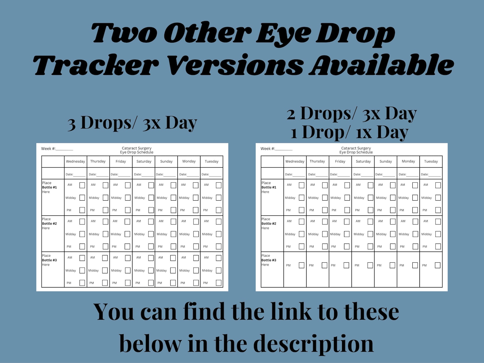 Cataract Eye Drop Schedule for Cataract Surgery Medication Tracker Eye ...