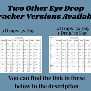 Cataract Eye Drop Schedule for Cataract Surgery Medication Tracker Eye ...