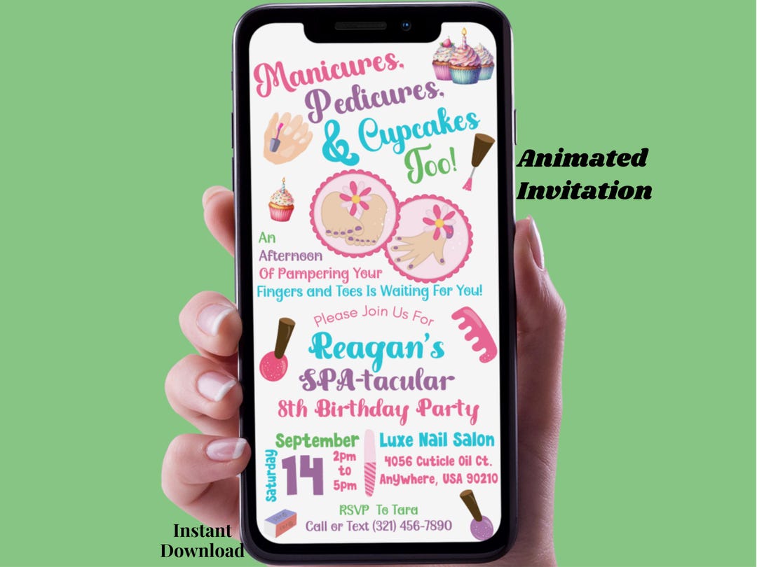 Digital Spa Birthday Invitation Mani Pedi Party Invite Pamper Party for ...