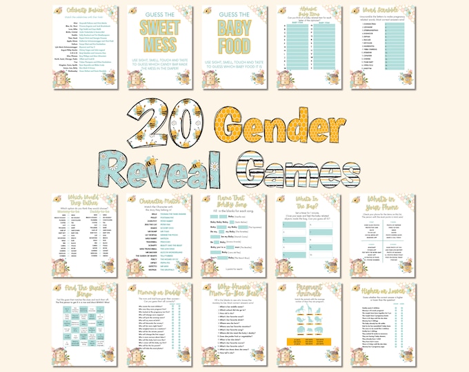 Gender Reveal Bundle Welcome Sign What Will Baby Bee Themed Gender ...