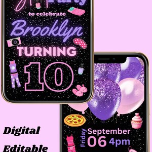 Digital Sleepover Invitation Animated Pajama Party Invite Editable ...