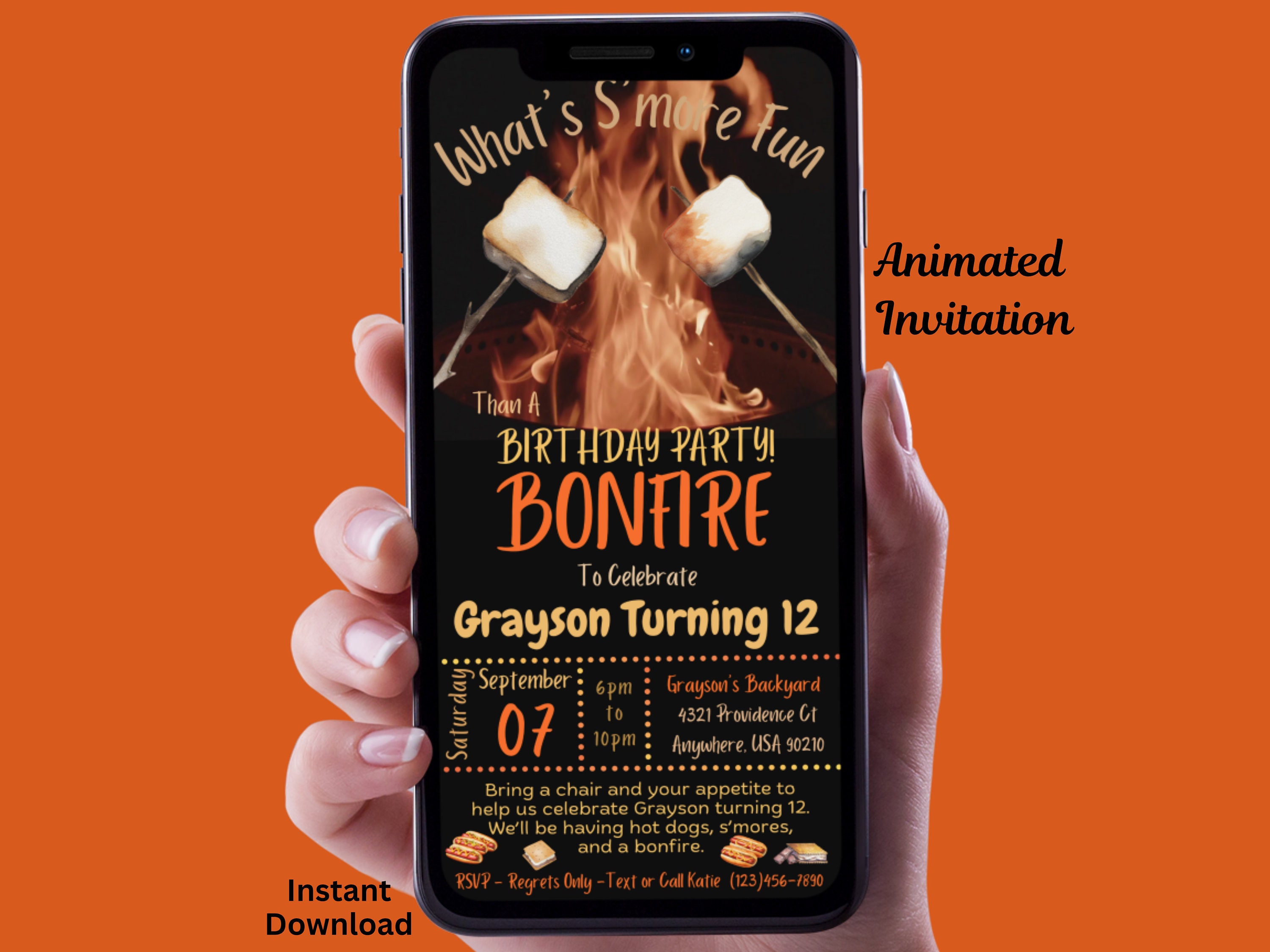 Bonfire Birthday Party Invitation Digital Birthday Party Invitation ...