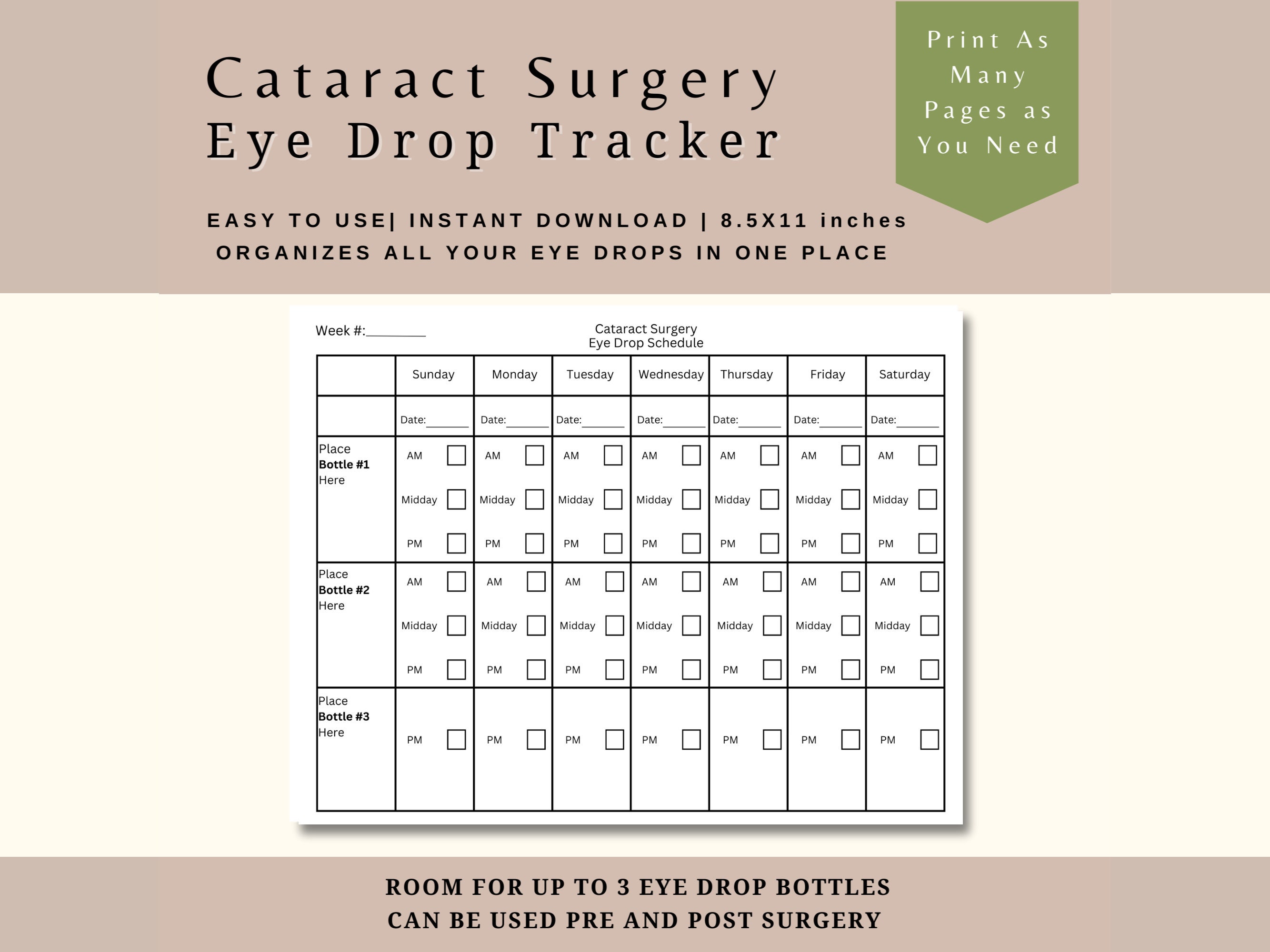Cataract Eye Drop Schedule For Cataract Surgery Medication Tracker Eye