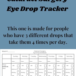 Cataract Eye Drop Schedule for Cataract Surgery Medication Tracker Eye ...