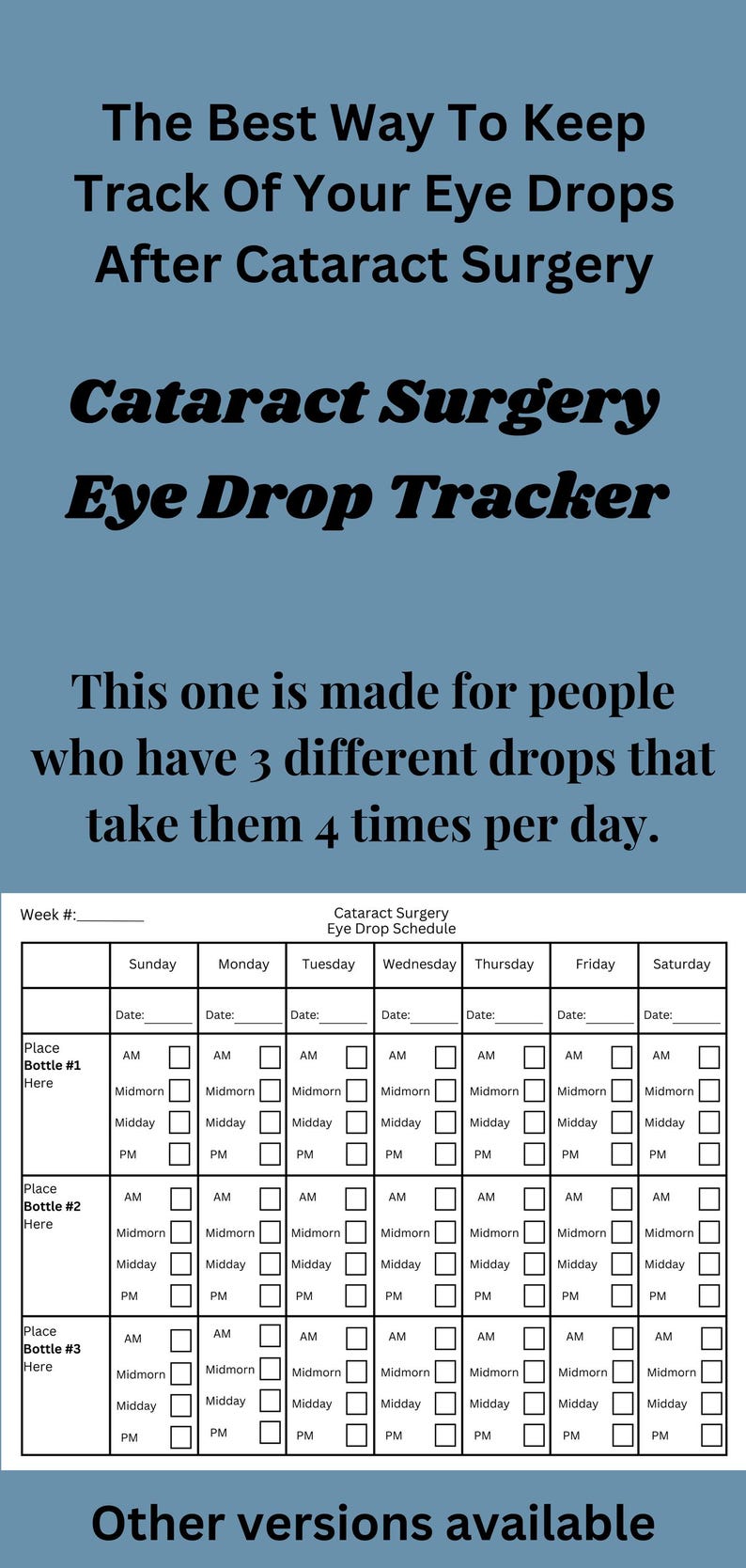 Cataract Eye Drop Schedule for Cataract Surgery Medication Tracker Eye ...