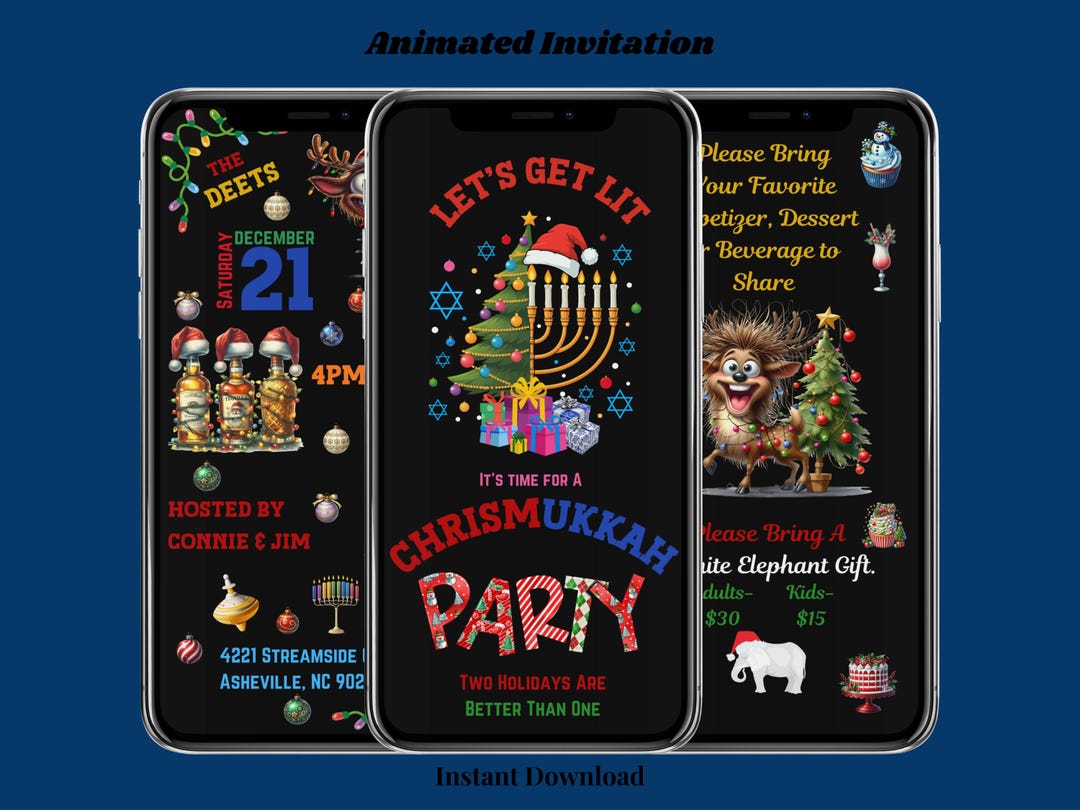 Digital Holiday Invitation Chrismukkah Party Invite Interfaith Holiday ...