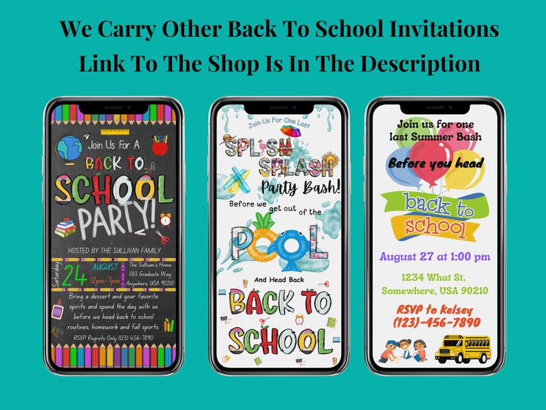 Digital Back to School Party Invitation Animated Back to School Invite ...