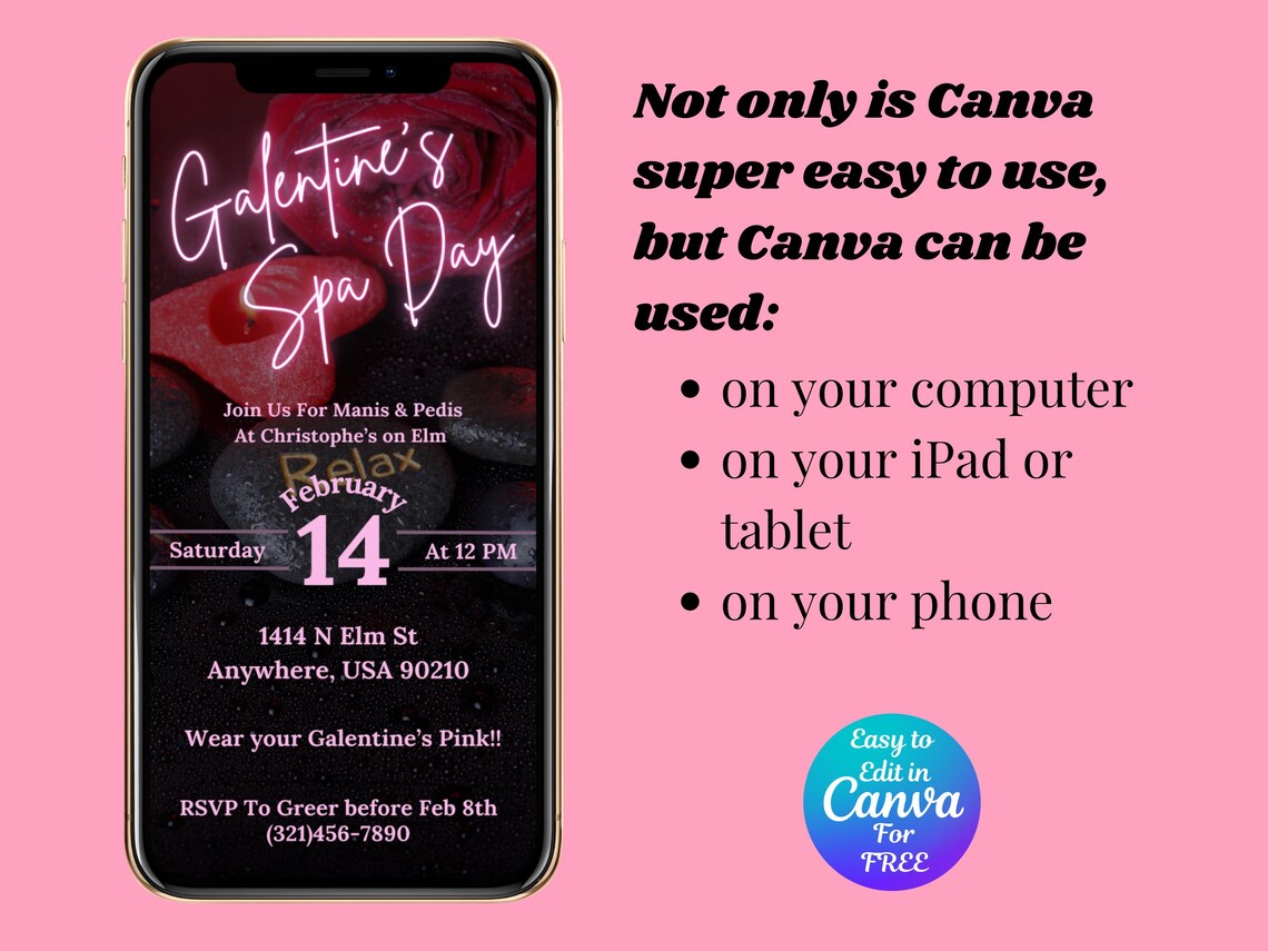 Galentines Day Invitation Digital Spa Party Template Girl Day Out ...