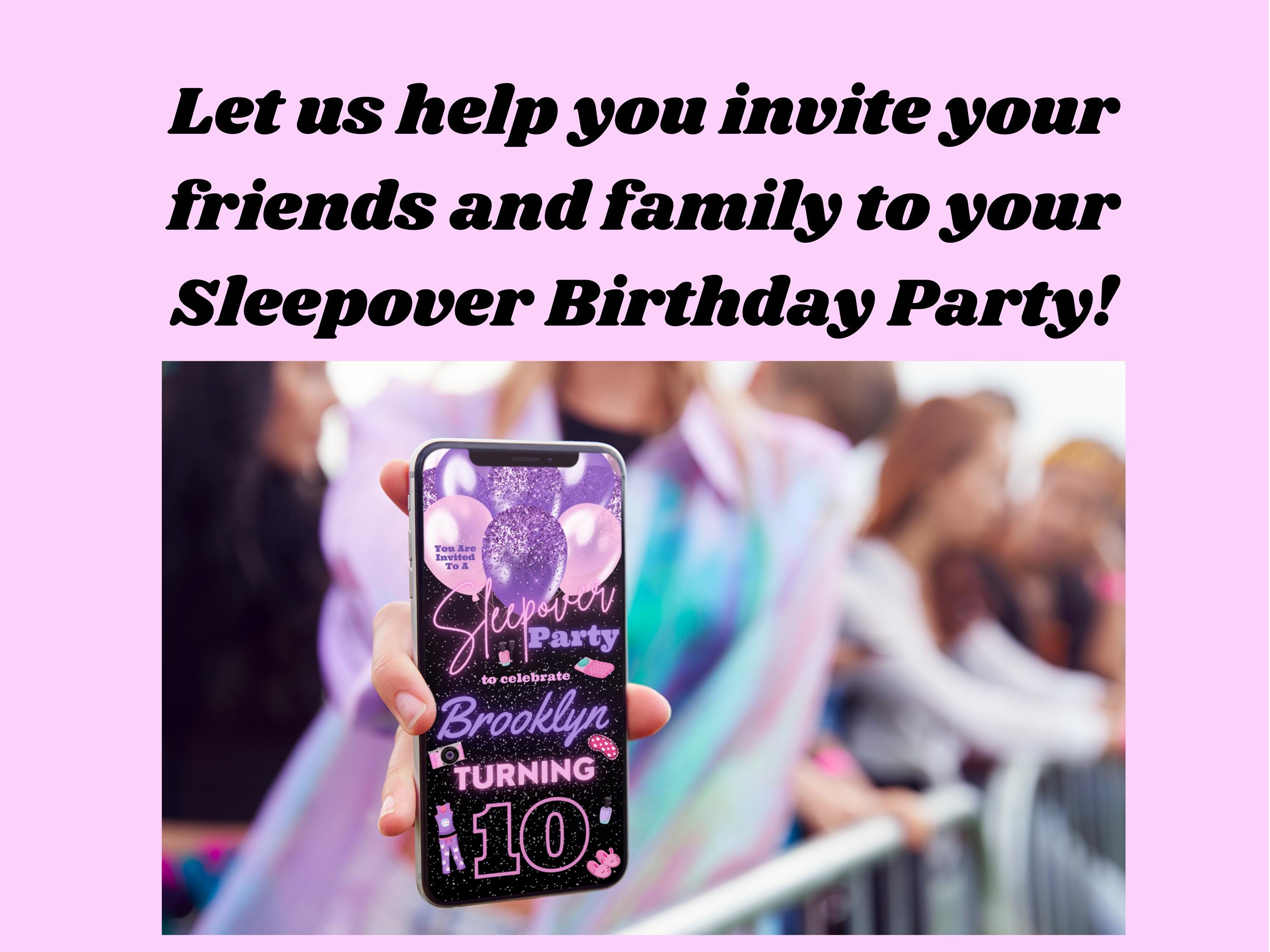 Digital Sleepover Invitation Animated Pajama Party Invite Editable ...