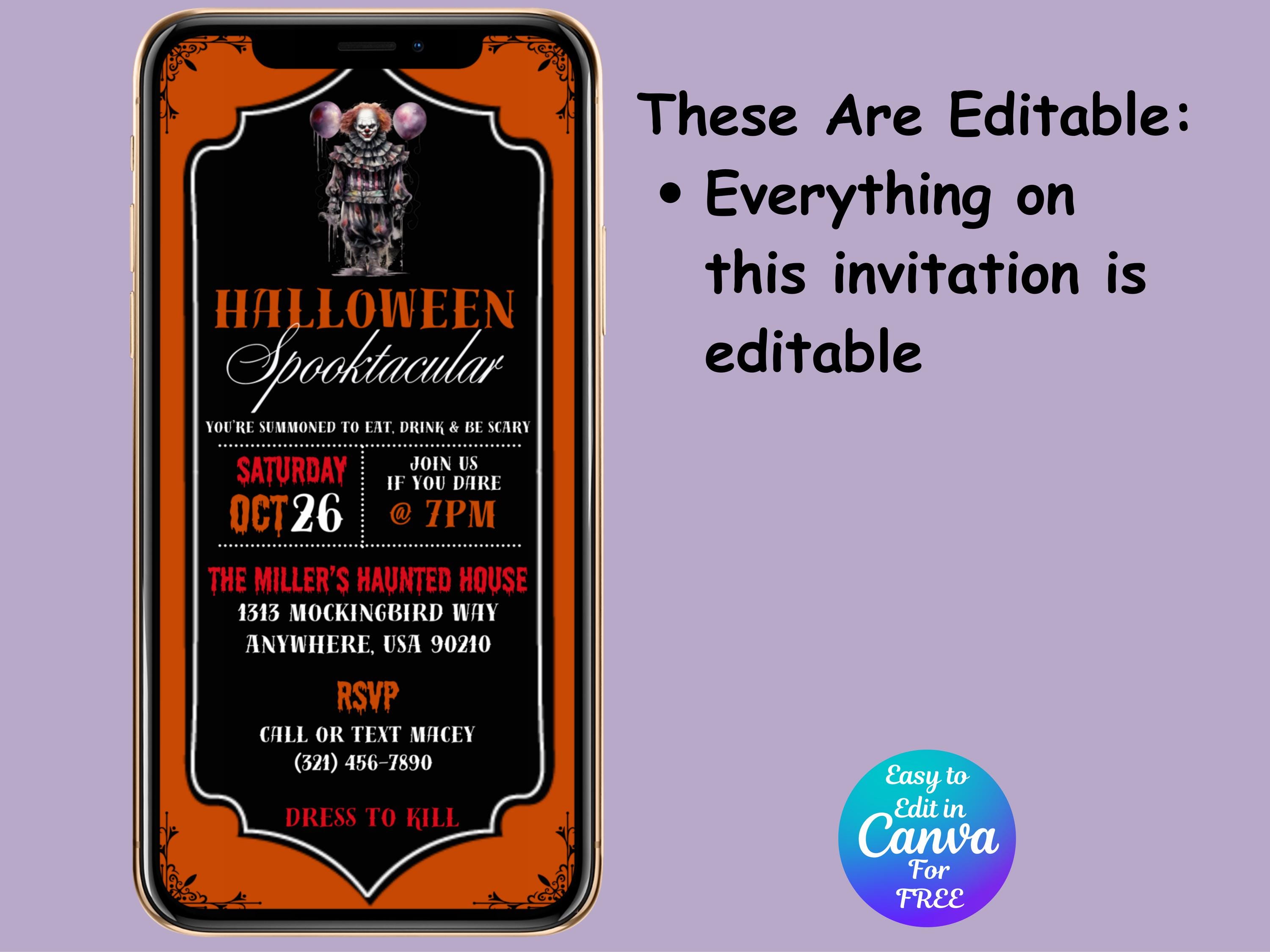 Animated Halloween Invitation Digital Spooky Halloween Invitation Evil ...