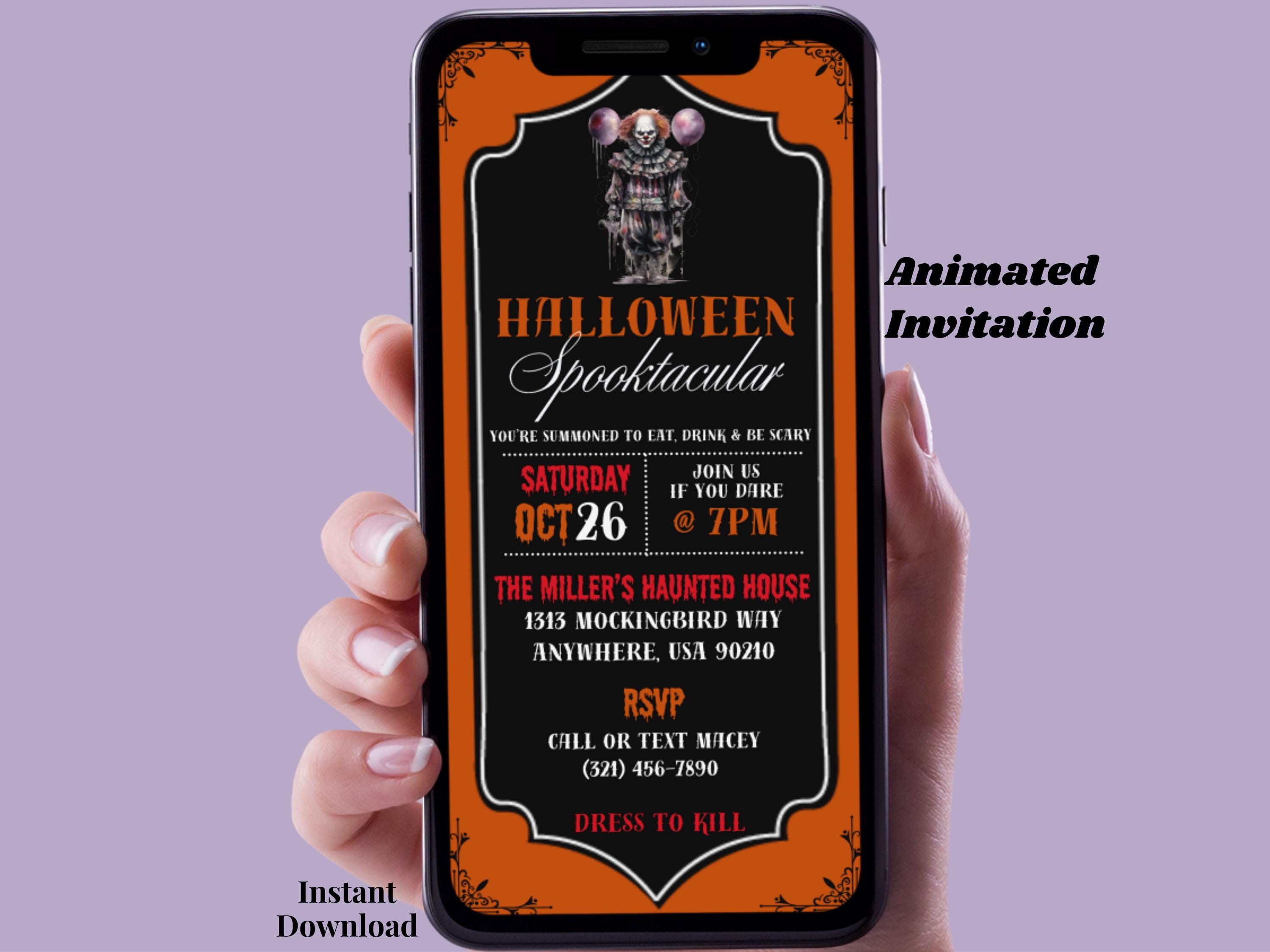 Animated Halloween Invitation Digital Spooky Halloween Invitation Evil ...