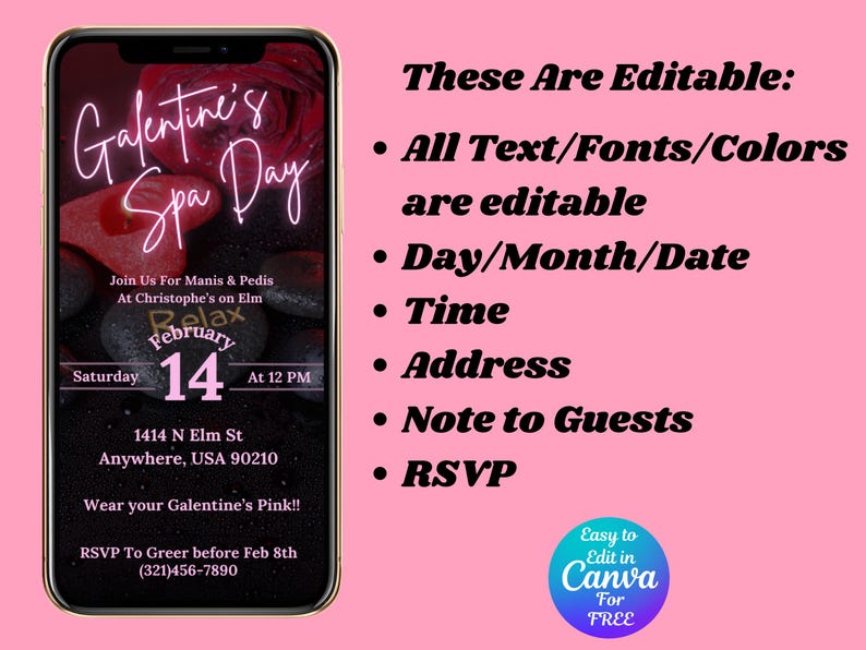 Galentines Day Invitation Digital Spa Party Template Girl Day Out ...