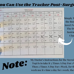 Cataract Eye Drop Schedule for Cataract Surgery Medication Tracker Eye ...