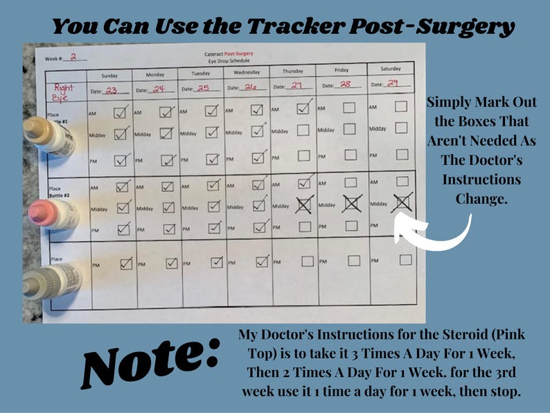 Cataract Eye Drop Schedule for Cataract Surgery Medication Tracker Eye ...