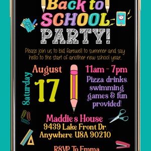 Digital Back to School Party Invitation Animated Back to School Invite ...