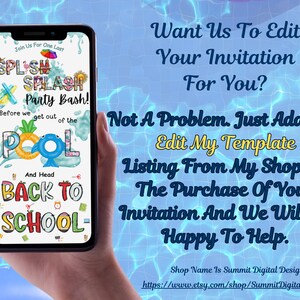 Back to School Pool Party Invitation End of Summer Pool Party Invitation Splish Splash Party ...