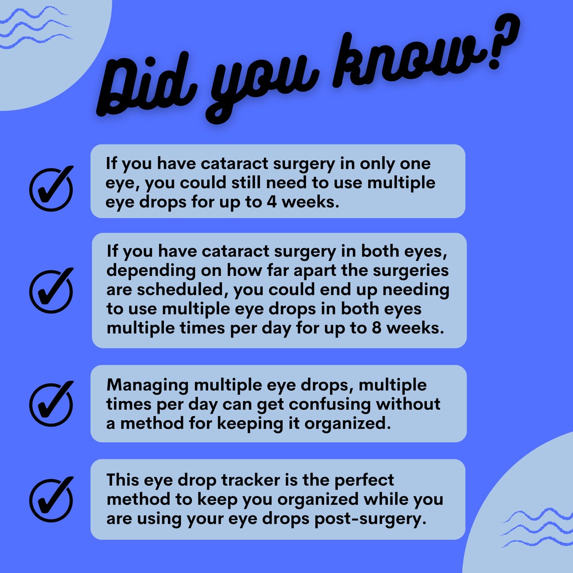 Cataract Surgery Eye Drop Tracker Eye Drop Schedule for Cataract ...
