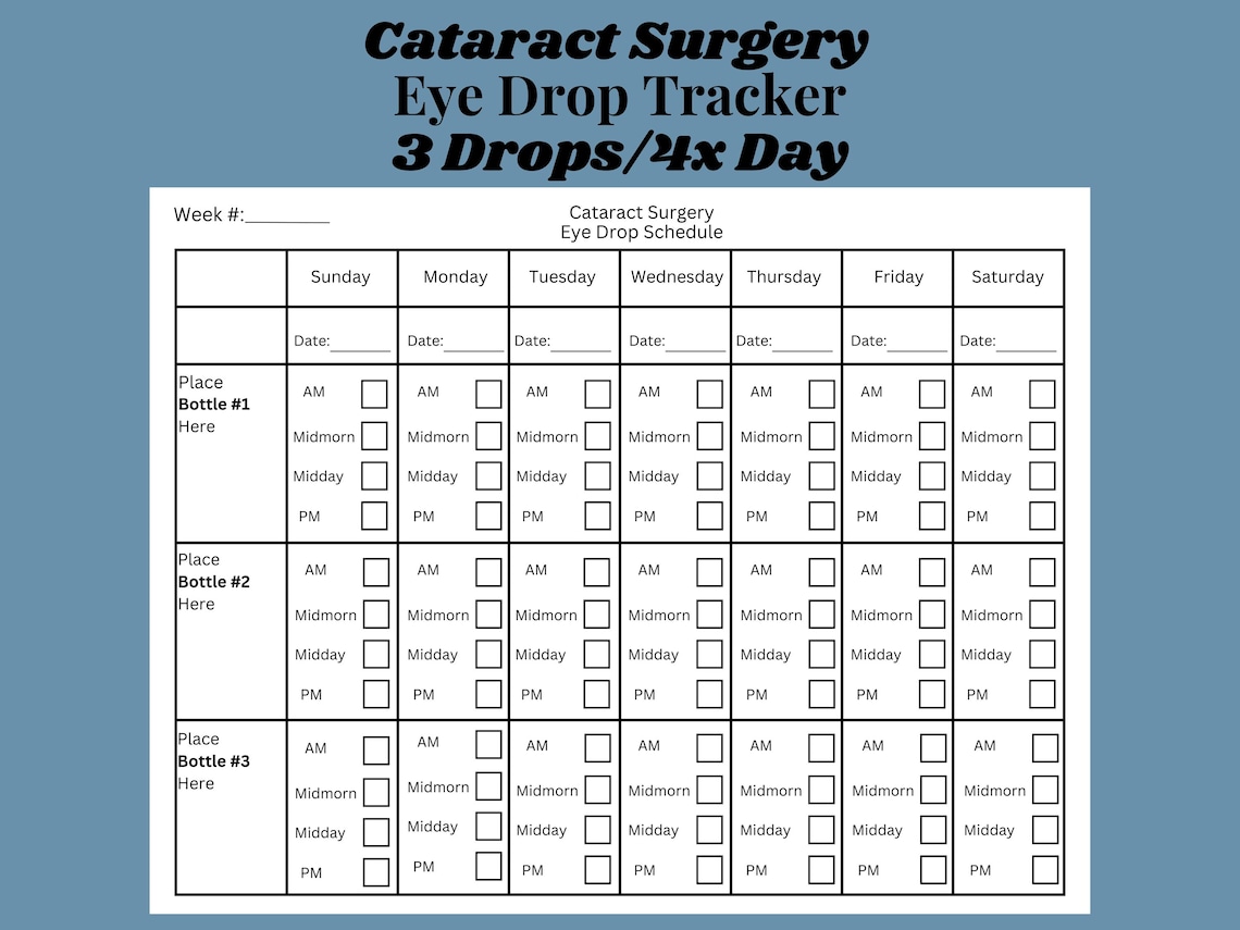 Cataract Eye Drop Schedule for Cataract Surgery Medication Tracker Eye ...