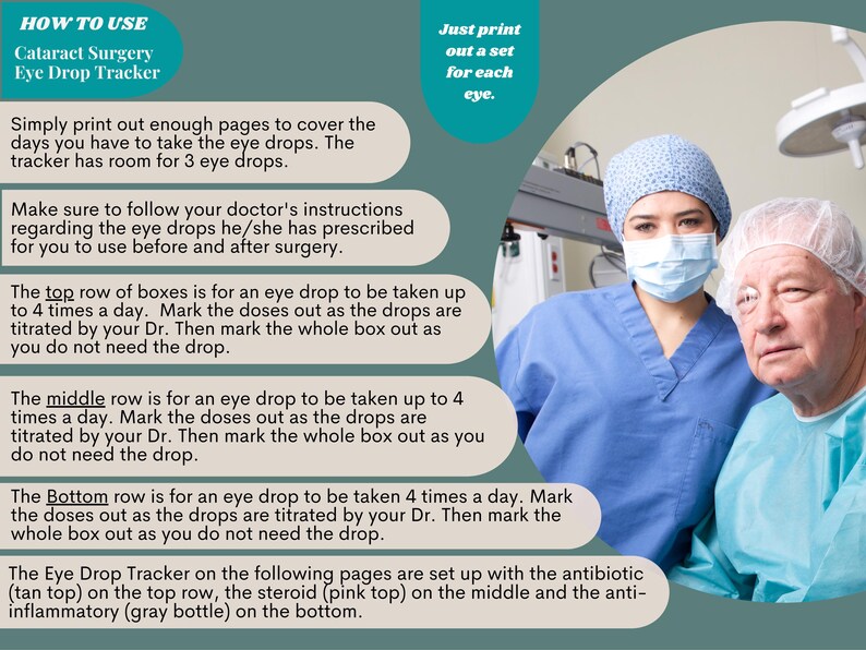 Cataract Eye Drop Schedule for Cataract Surgery Medication Tracker Eye ...